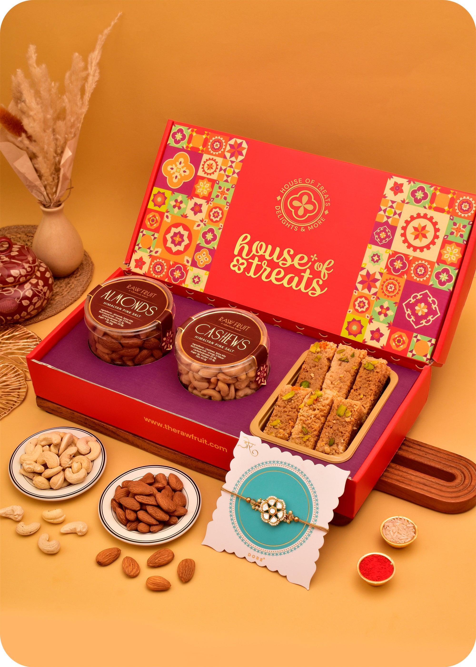 Rakhi Sweets Gift Pack Contains: 125g Roasted Cashew, 125g Roasted ...