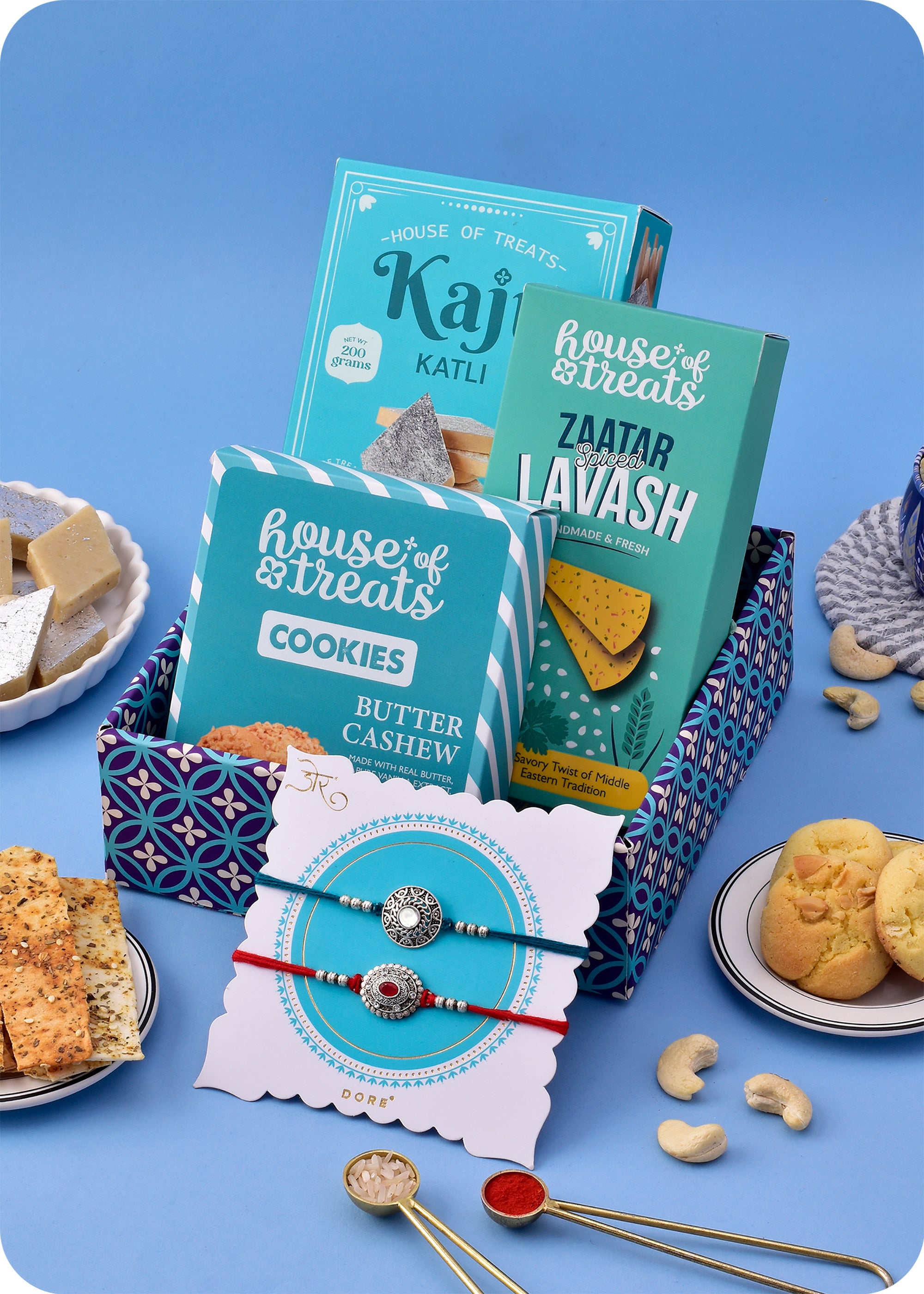 Rakhi Gift Hamper Contains: Cashew Cookies 150gm, Lavash 100gm, Kaju ...